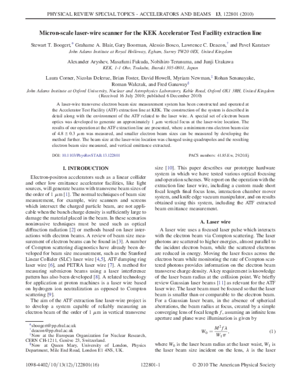 (PDF) Micron-scale laser-wire scanner for the KEK Accelerator Test ...