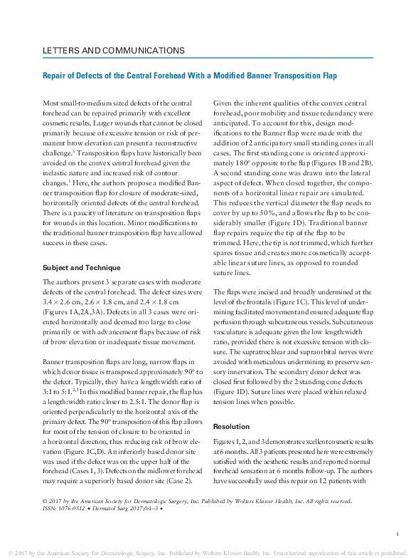 (PDF) Repair of Defects of the Central Forehead With a Modified Banner ...