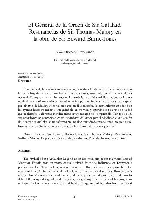 (PDF) El General de la Orden de Sir Galahad. Resonancias de Sir Thomas ...