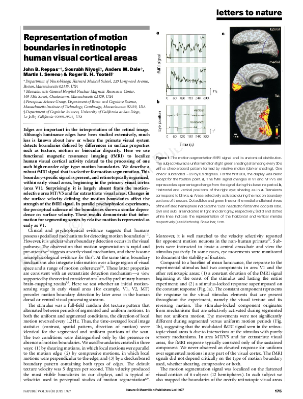 (PDF) Representation of motion boundaries in retinotopic human visual ...