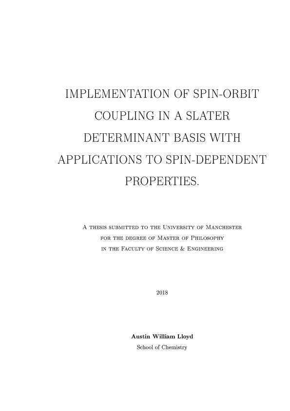 (PDF) Implementation of spin-orbit coupling in a Slater determinant basis with applications to ...