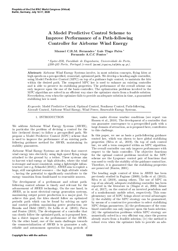 Pdf A Model Predictive Control Scheme To Improve Performance Of A Path Folowing Controller For