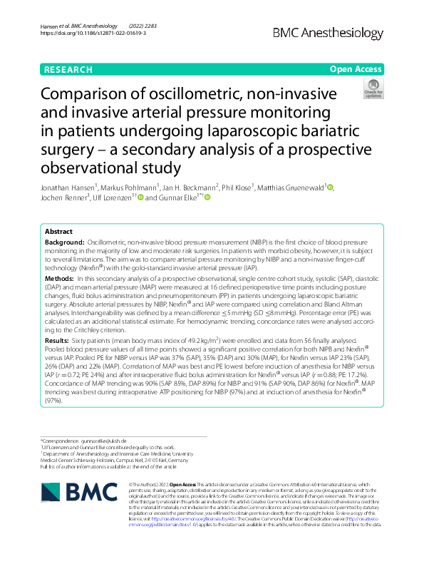 (PDF) Comparison of oscillometric, non-invasive and invasive arterial ...