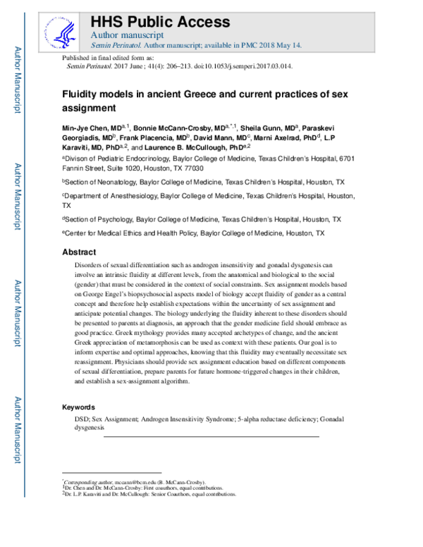 Pdf Fluidity Models In Ancient Greece And Current Practices Of Sex