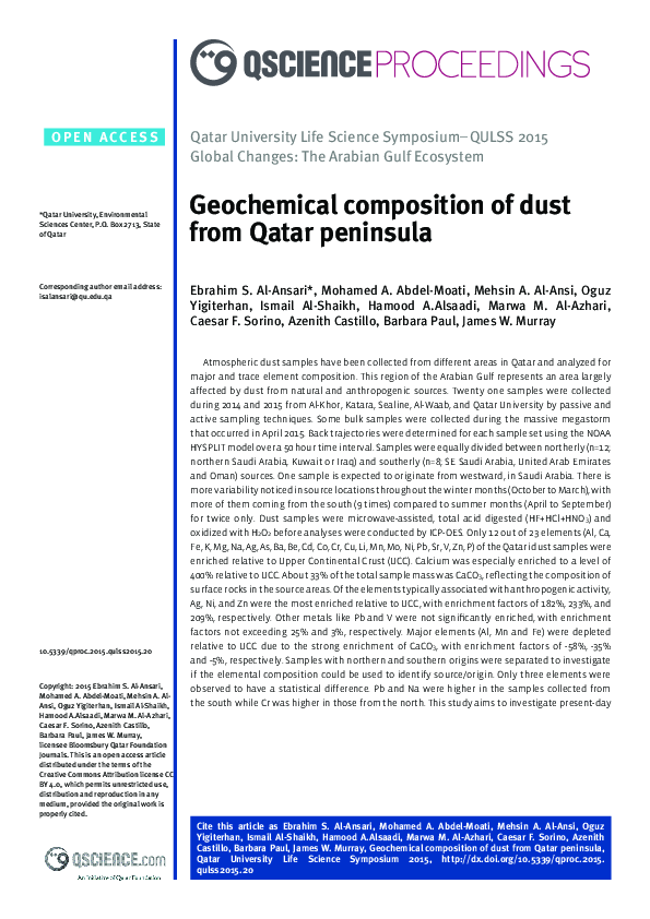 (PDF) Geochemical composition of dust from Qatar peninsula