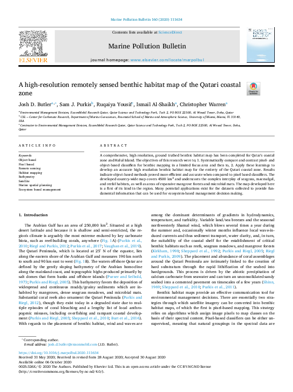 (PDF) A high-resolution remotely sensed benthic habitat map of the ...