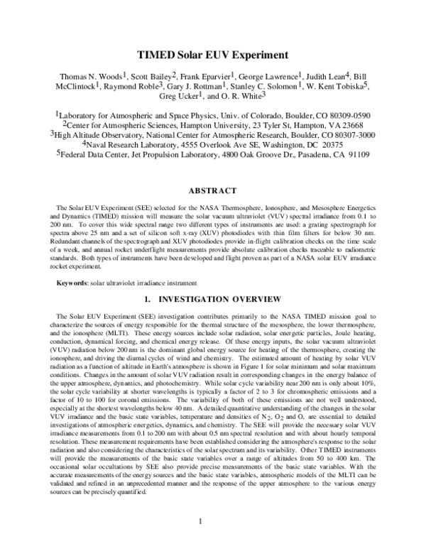 (PDF) TIMED solar EUV experiment