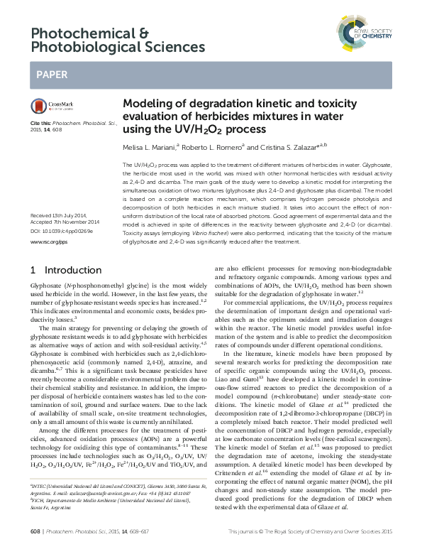 (PDF) Modeling of degradation kinetic and toxicity evaluation of ...