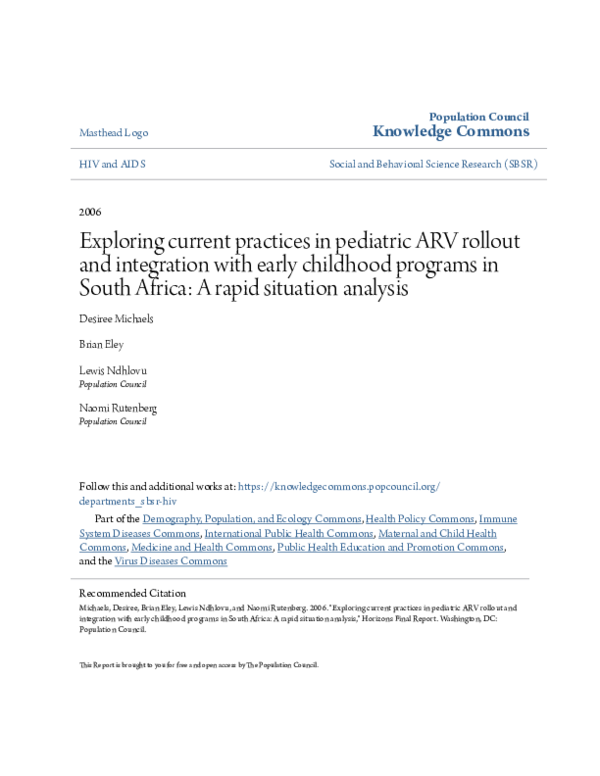 (PDF) Exploring current practices in pediatric ARV rollout and ...