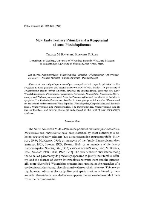 (PDF) New Early Tertiary Primates and a Reappraisal of some ...