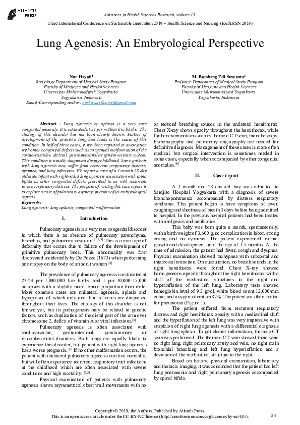 (PDF) Lung Agenesis: An Embryological Perspective