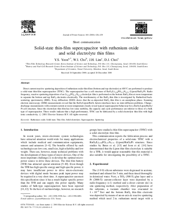 (PDF) Solid-state thin-film supercapacitor with ruthenium oxide and solid electrolyte thin films