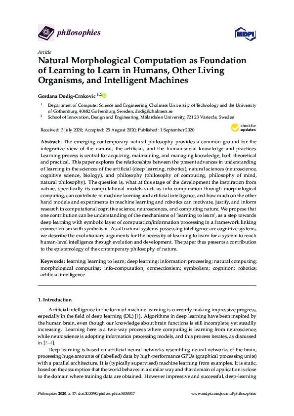 (PDF) Natural Morphological Computation as Foundation of Learning to Learn in Humans, Other ...