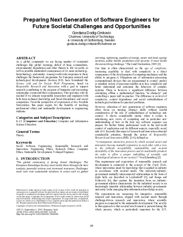 (PDF) Preparing next generation of software engineers for future ...
