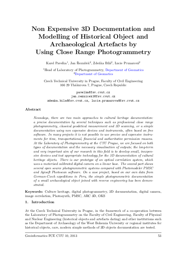 (PDF) Non Expensive 3D Documentation and Modelling of Historical Object ...