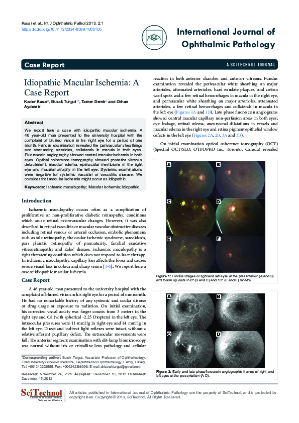 (PDF) Idiopathic Macular Ischemia: A Case Report