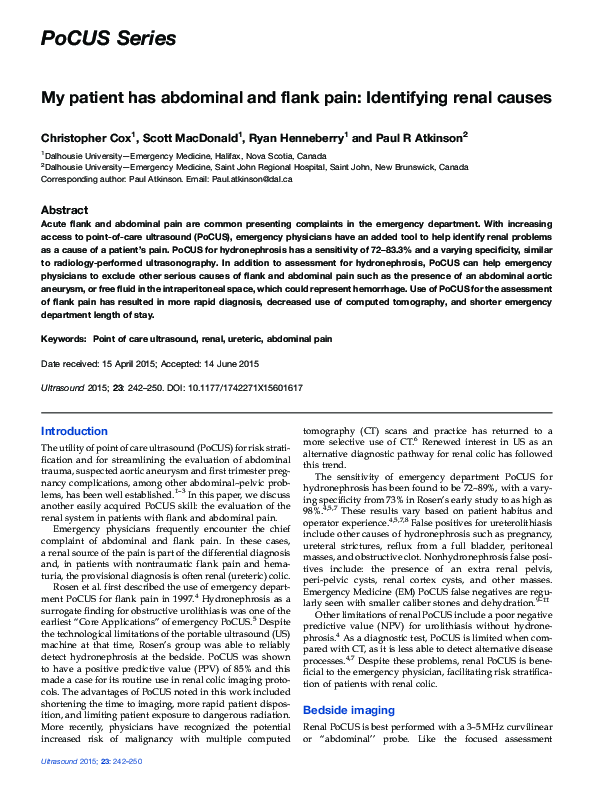 (PDF) My patient has abdominal and flank pain: Identifying renal causes