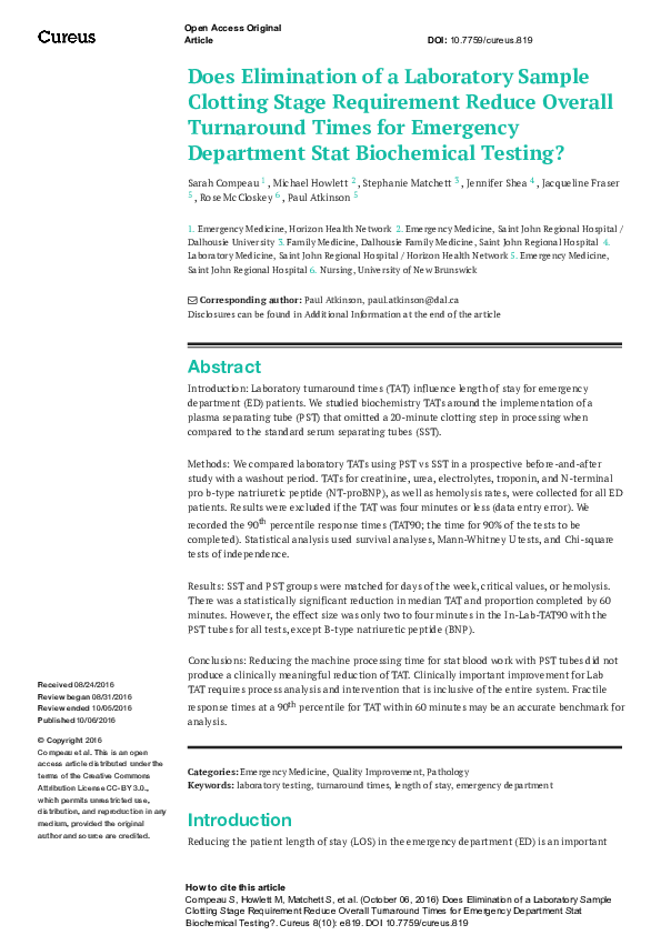 (PDF) Does Elimination of a Laboratory Sample Clotting Stage ...