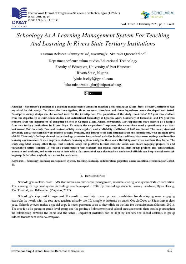 (PDF) Schoology As A Learning Management System For Teaching And ...