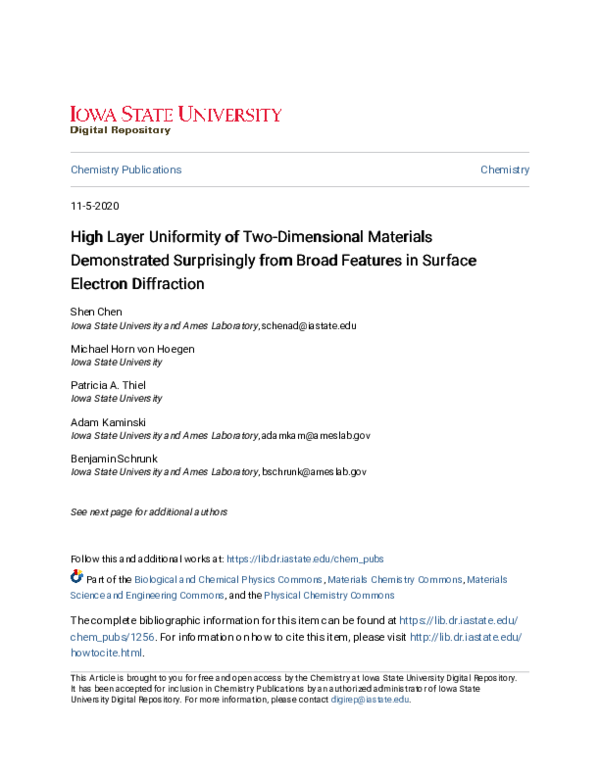 (PDF) High Layer Uniformity of Two-Dimensional Materials Demonstrated ...