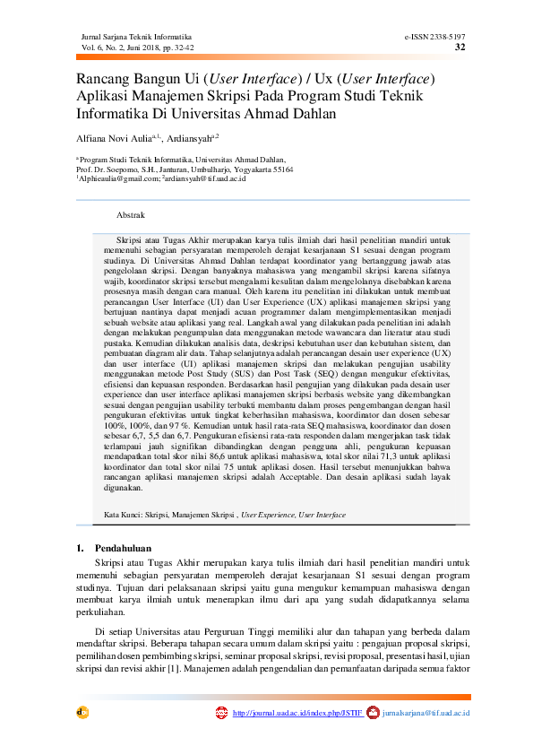 (PDF) Rancang Bangun UI (User Interface) / UX (User Interface) Aplikasi Manajemen Skripsi Pada ...