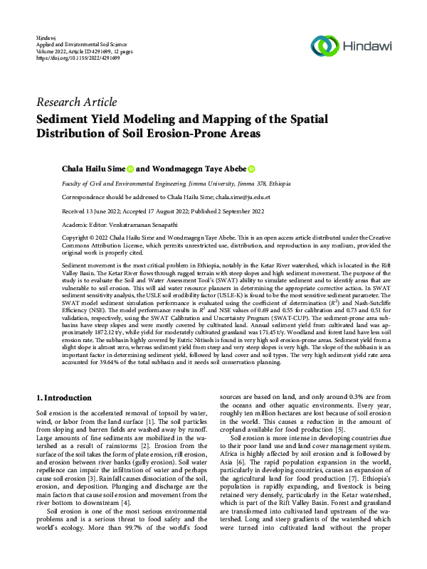(PDF) Sediment Yield Modeling and Mapping of the Spatial Distribution ...