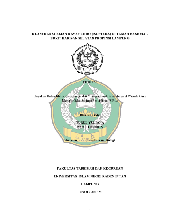 (PDF) Keanekaragaman Rayap Ordo (Isoptera) DI Taman Nasionalbukit ...