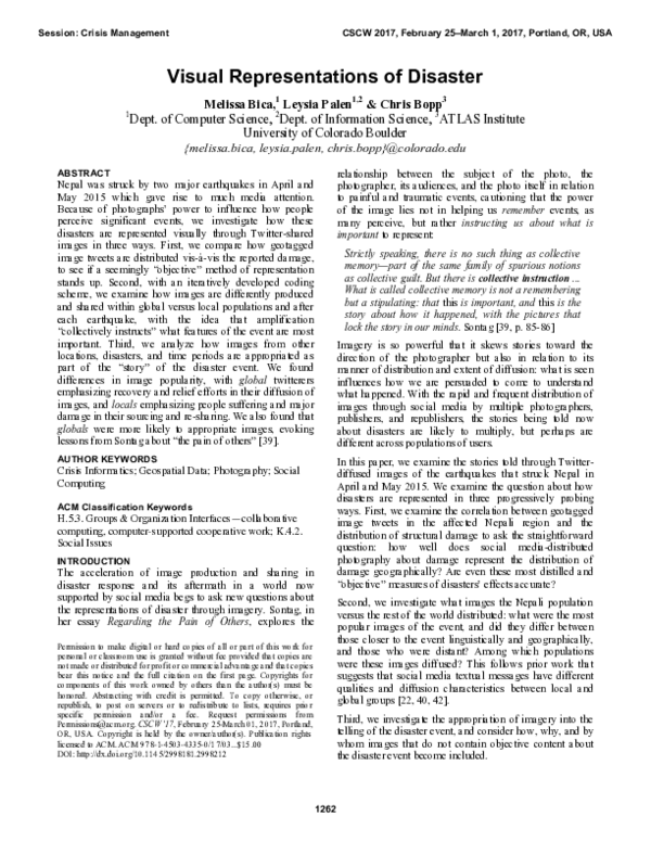 (PDF) Visual Representations of Disaster