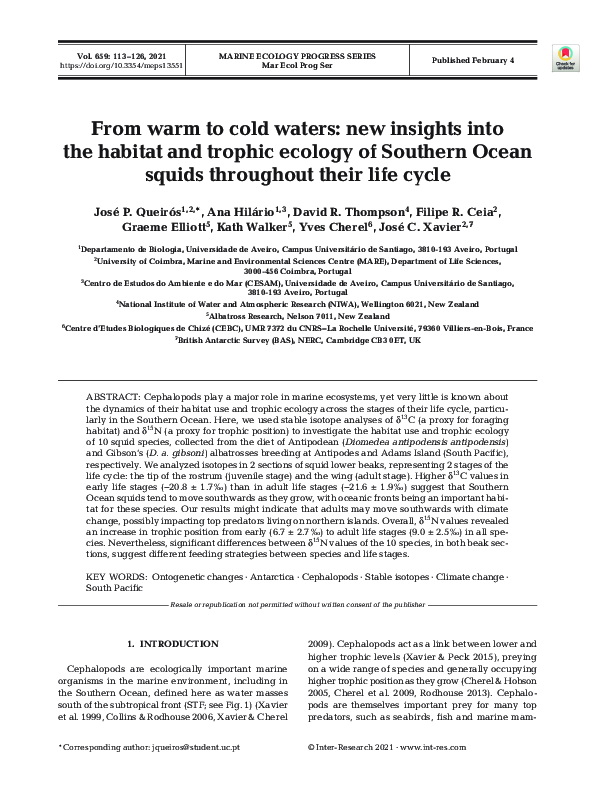 (PDF) From warm to cold waters: new insights into the habitat and ...