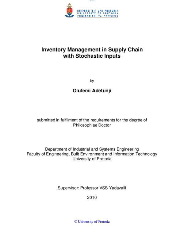 (PDF) Inventory management in supply chain with stochastic inputs