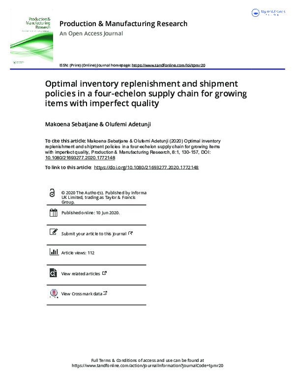 (PDF) Optimal inventory replenishment and shipment policies in a three ...