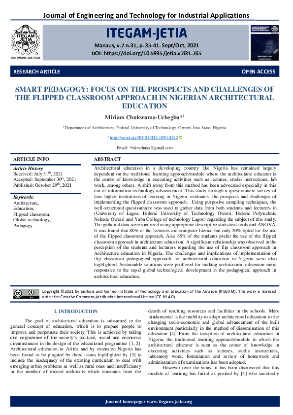 (PDF) Smart pedagogy: Focus on the prospects and challenges of the flipped classroom approach in ...