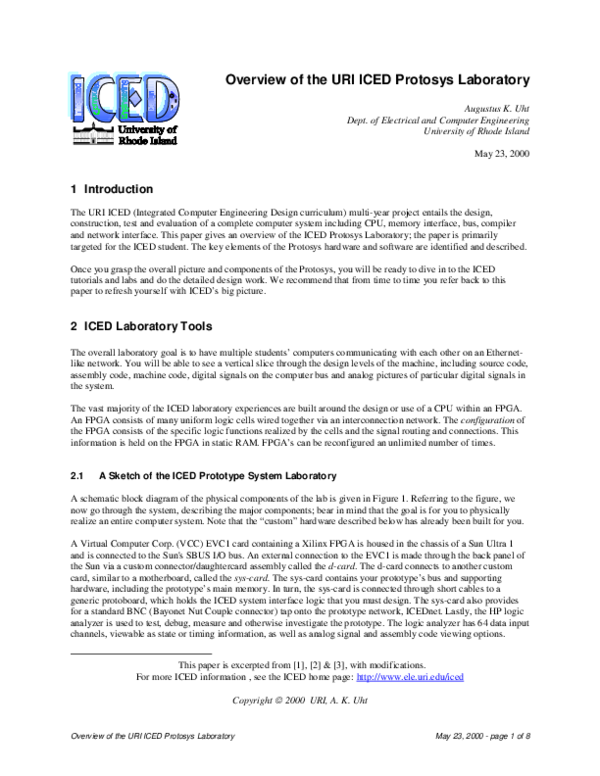 (PDF) Overview of the URI ICED Protosys Laboratory | Gus Uht - Academia.edu