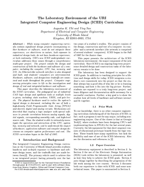 (PDF) The laboratory environment of the URI Integrated Computer ...