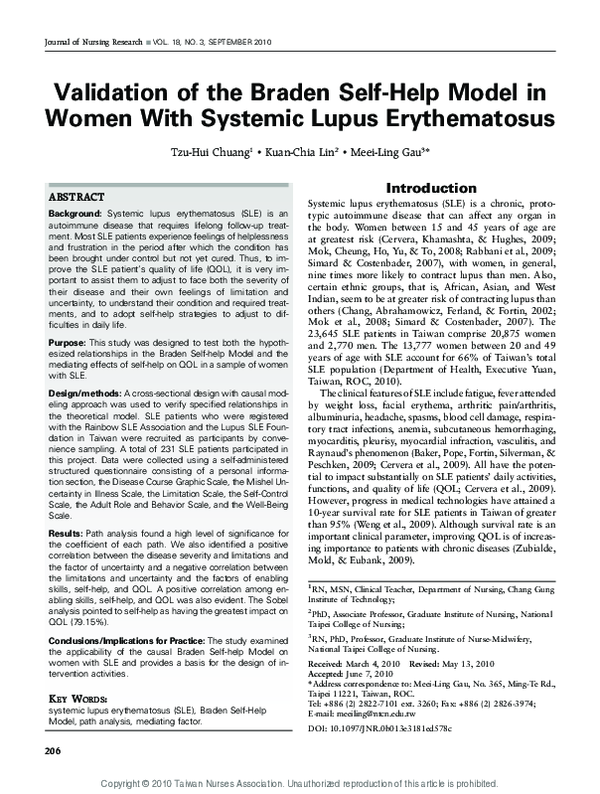 (PDF) Validation of the Braden Self-Help Model in Women With Systemic ...