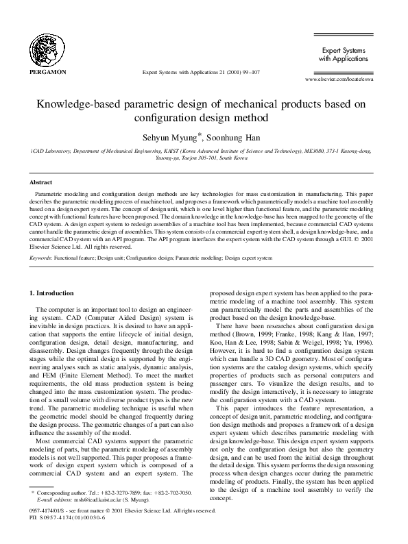 (PDF) Knowledge-based parametric design of mechanical products based on configuration design method