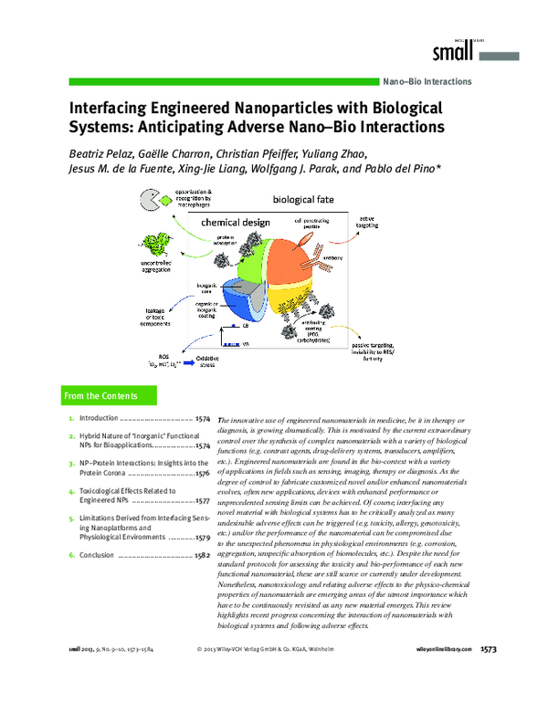 (PDF) Interfacing Engineered Nanoparticles with Biological Systems ...