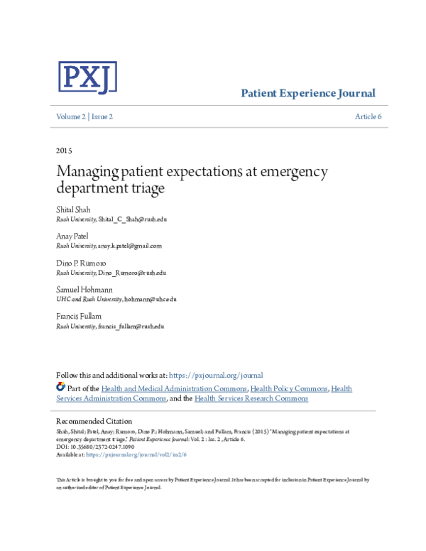 170: Managing Patient Expectations at Emergency Department Triage