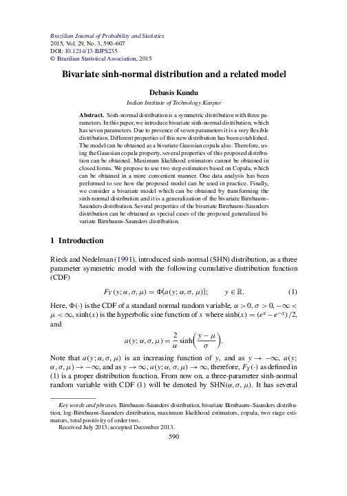 (PDF) Bivariate sinh-normal distribution and a related model