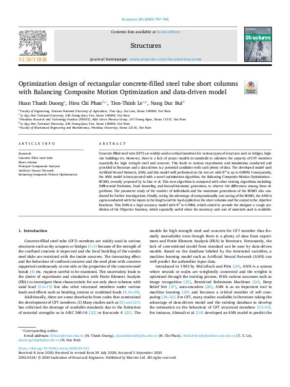 Pdf Optimization Design Of Rectangular Concrete Filled Steel Tube