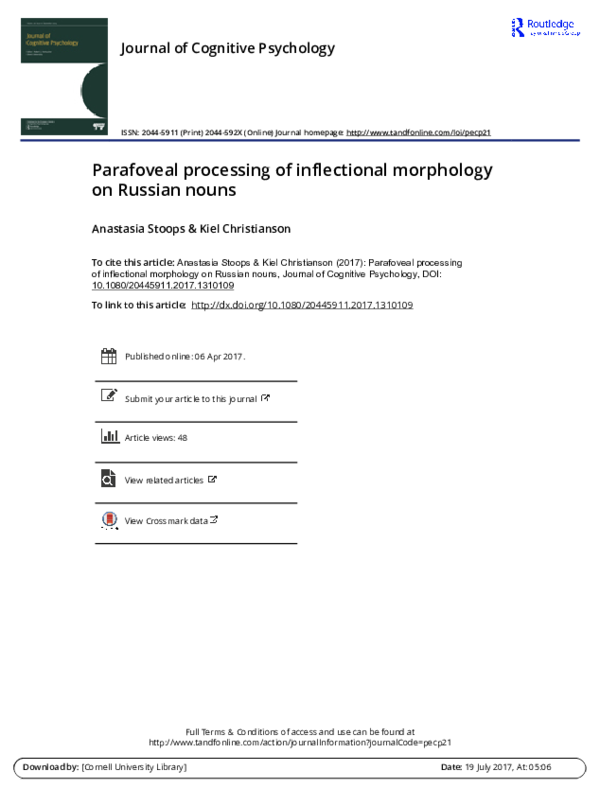 (PDF) Parafoveal processing of inflectional morphology on Russian nouns