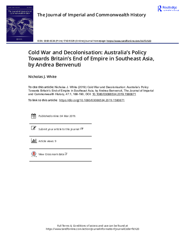 (PDF) Cold War and Decolonisation: Australia’s Policy Towards Britain’s ...