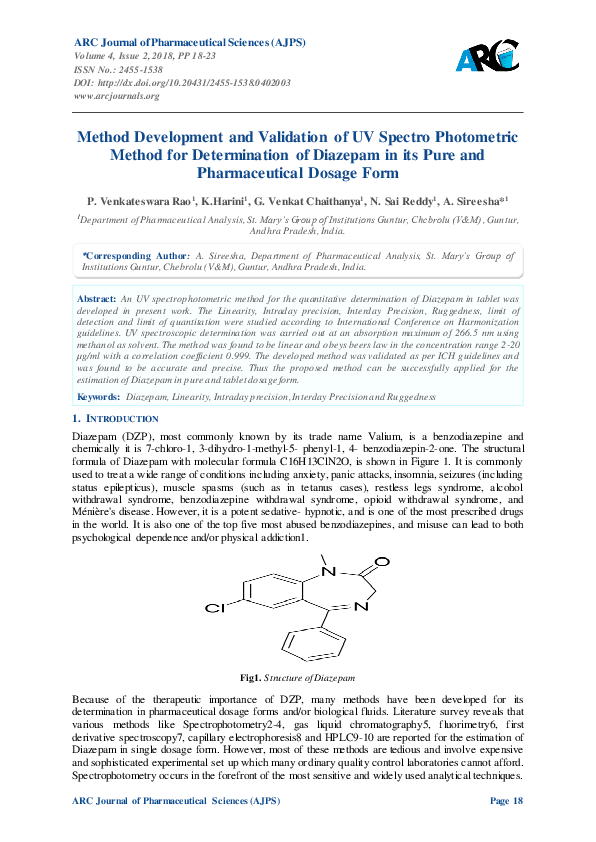 (PDF) Method Development and Validation of UV Spectro Photometric Method for Determination of ...