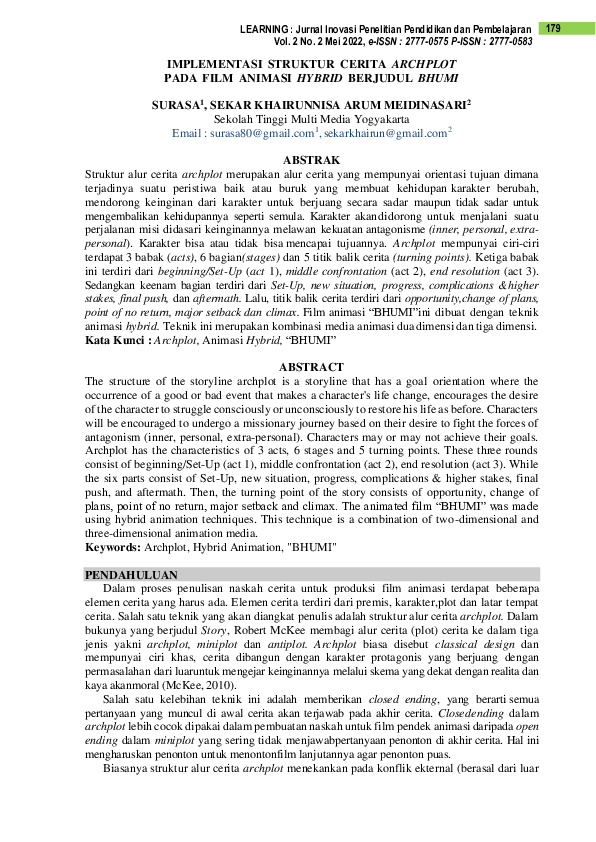 (PDF) Implementasi Struktur Cerita Archplot Pada Film Animasi Hybrid ...