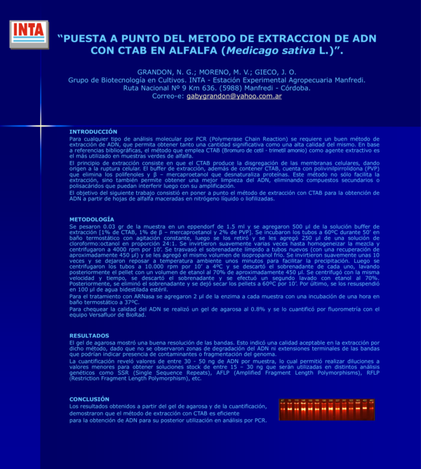 (PDF) Puesta a punto del método de extracción de adn con CTAB en alfalfa (Medicago sativa L.)