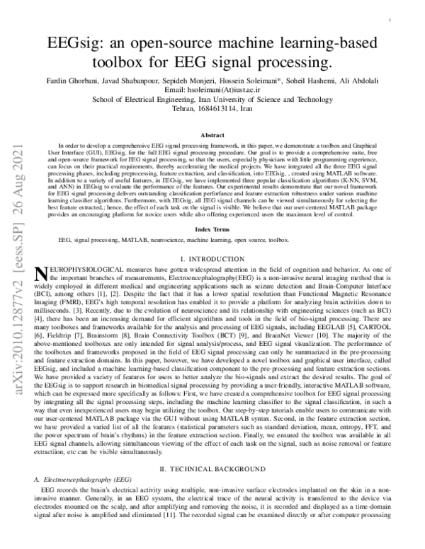 (PDF) EEGsig: an open-source machine learning-based toolbox for EEG signal processing