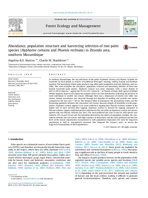 (PDF) Abundance, population structure and harvesting selection of two ...