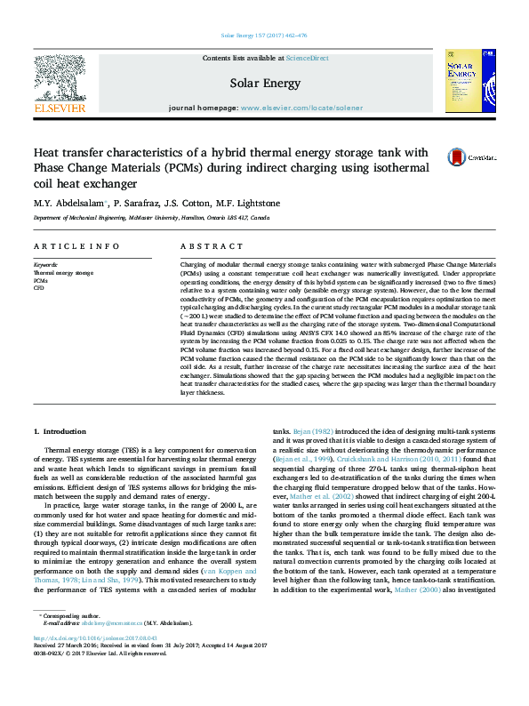 (PDF) Heat transfer characteristics of a hybrid thermal energy storage ...