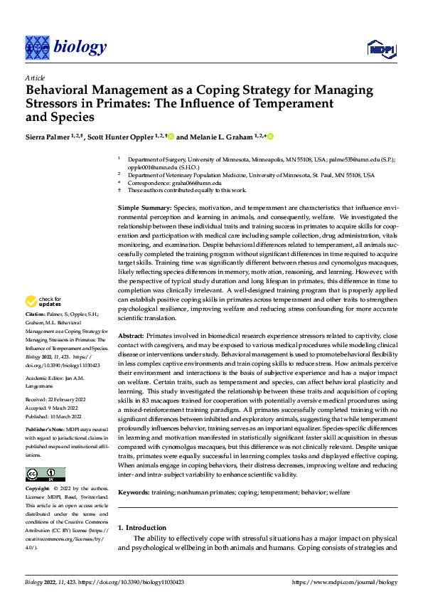 (PDF) Behavioral Management as a Coping Strategy for Managing Stressors ...