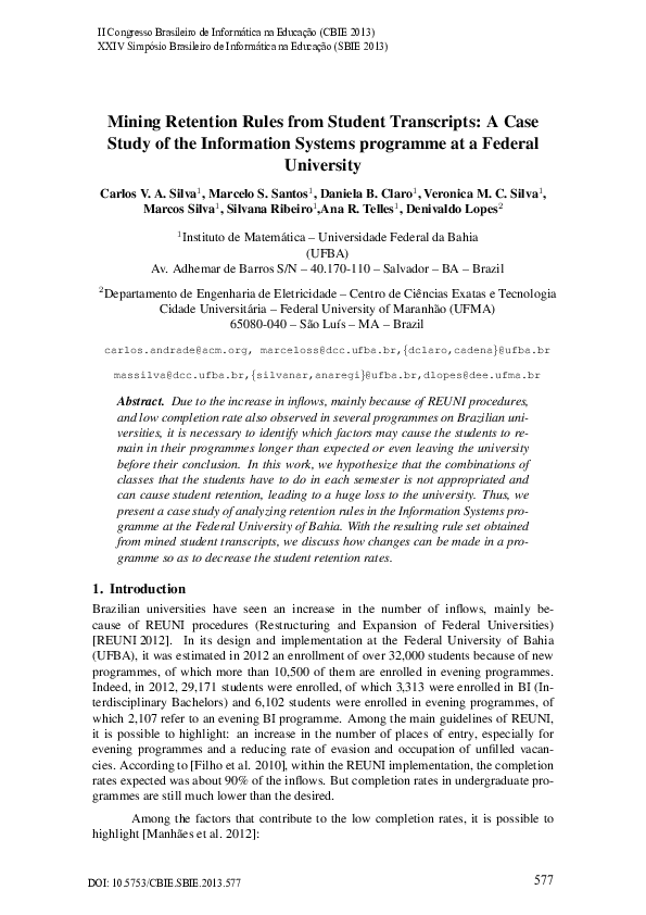 (PDF) Mining Retention Rules from Student Transcripts: A Case Study of ...